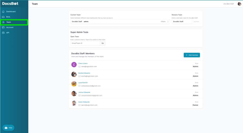 Dashboard Overview - DocsBot AI